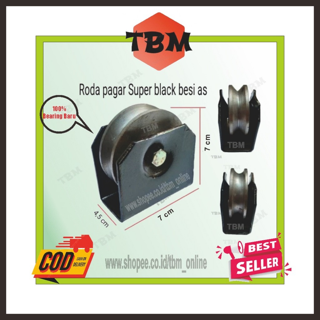 Jual Roda pagar super black besi as 7cm roda pintu gerbang Berkualitas ...