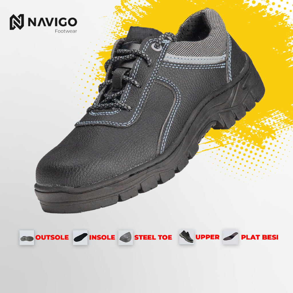 Jual Sepatu Safety Bagja Navigo Footwear - Safety Shoes Pria Wanita Ujung Besi Anti Slip Size 38 ...