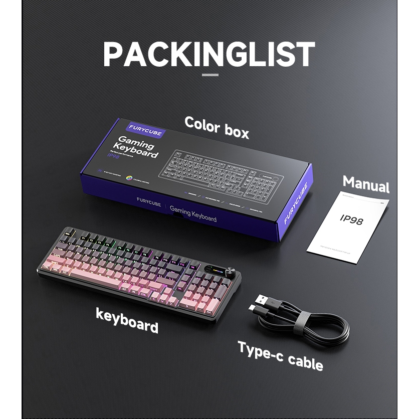 Jual FURYCUBE IP98 Membrane Keyboard Type C Waterproof Keyboar Gaming ...