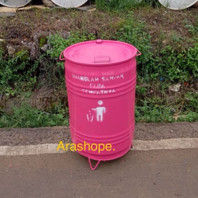 Jual tong sampah besi 60 liter/drum besi tutup lebar/ember besar/pail ...