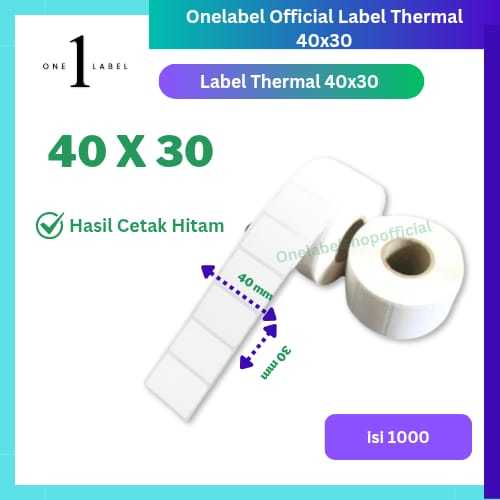 Jual ONELABEL Label Barcode Direct Thermal 40x30 40x30 Mm Core 2.5Cm ...