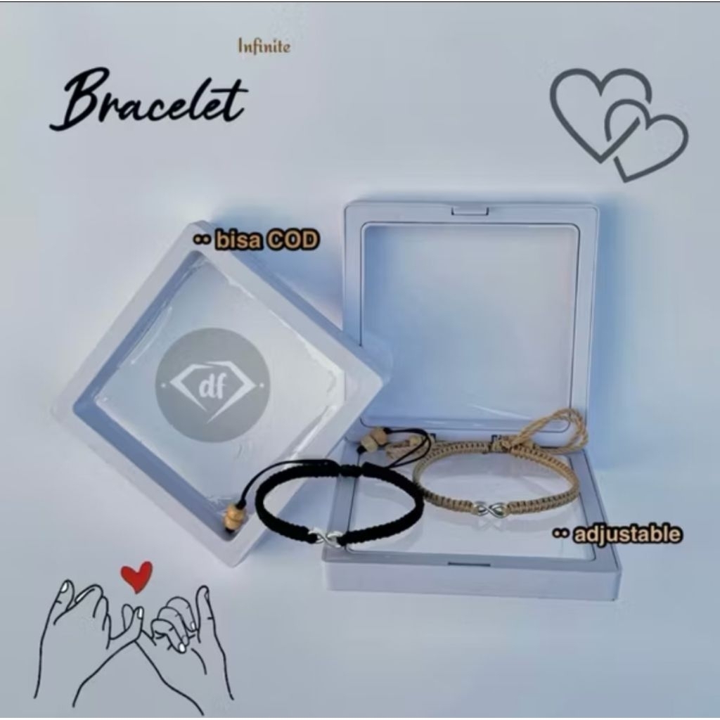 Jual gelang couple mini infinite infinity rajut anyam hitam moca free ...
