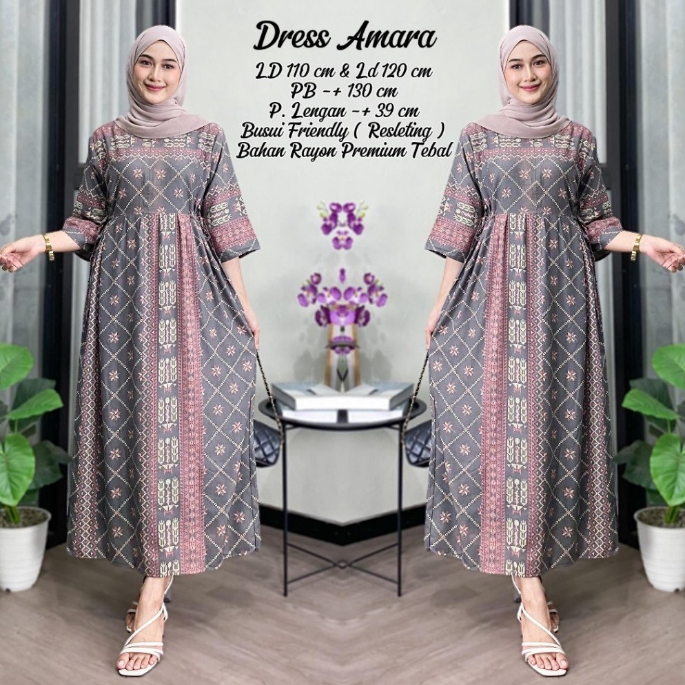 Jual KODE P64H DASTER DRESS WANITA LENGAN 34 MOTIF ETNIK RAYON KEKINIAN ...