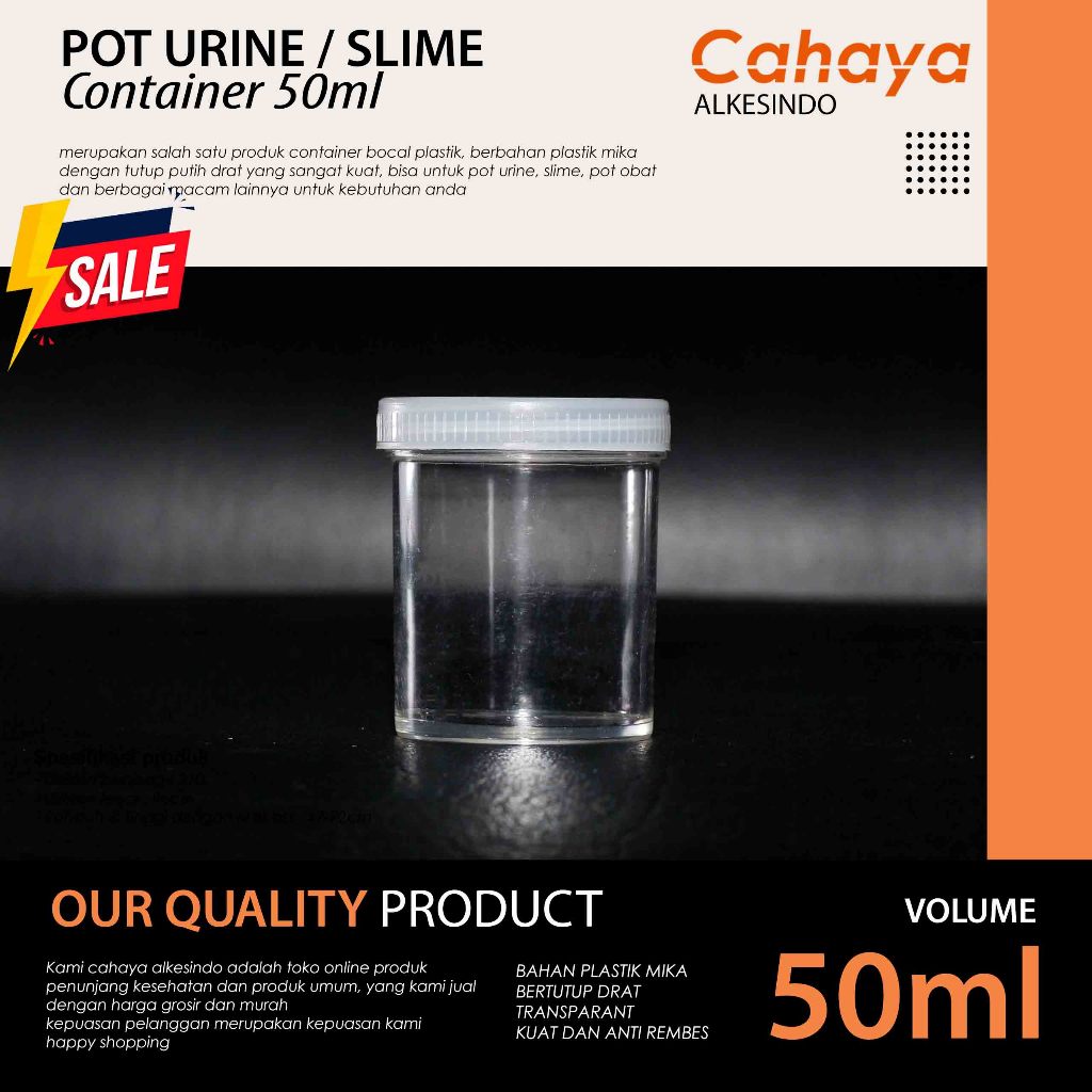 Jual Pot Urine 50 cc Plastik Multifungsi Transparan Wadah Cup Slime ...