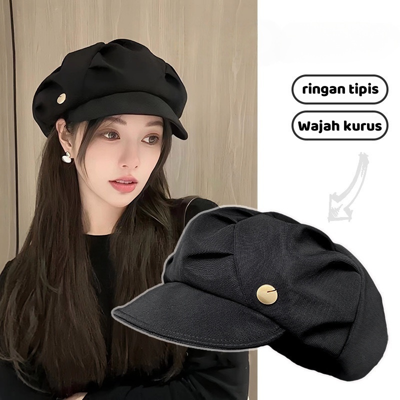 Jual Topi baret oktagonal fahion wajah tirus instan aesthetic Topi ...