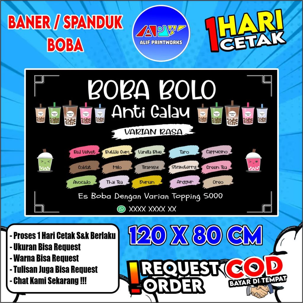 Jual Spanduk Es Boba / Baner Boba 120x80 cm | Shopee Indonesia