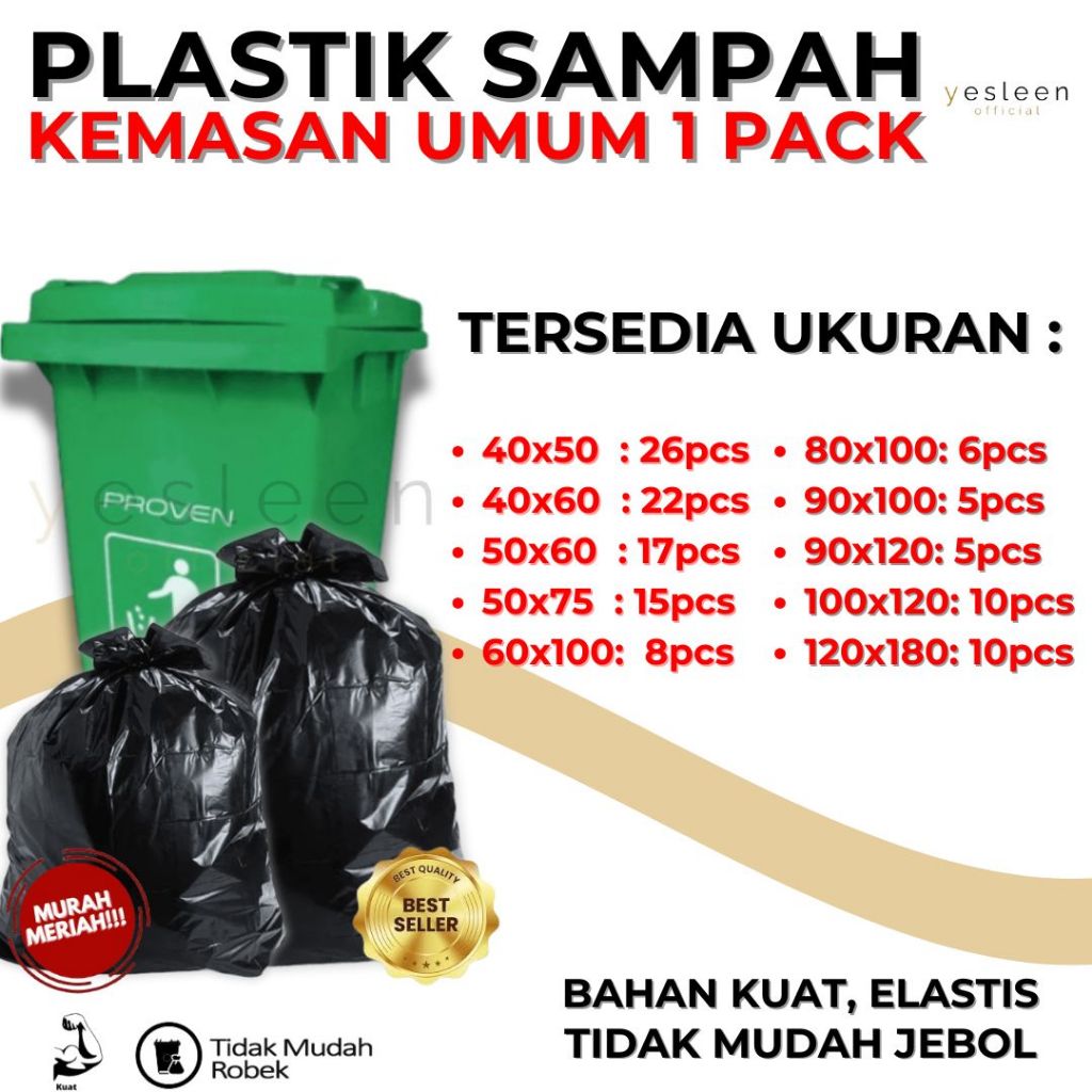 Jual PLASTIK SAMPAH 1 PACK | Kantong Plastik Sampah Hitam | Plastik Packing Hitam Besar | 1 PACK ...