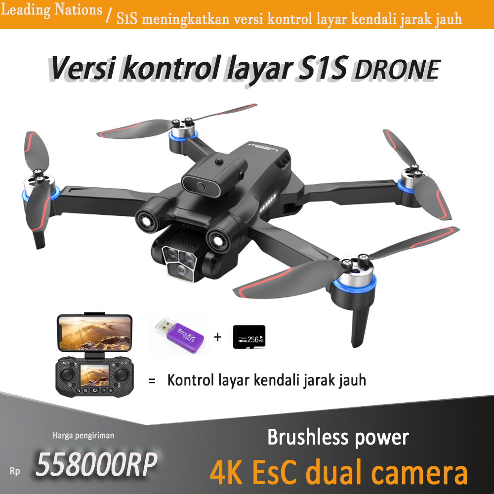Jual S1S Drone Upgrade with Screen Control, LED Lights, and 3-in-1 Lens ...