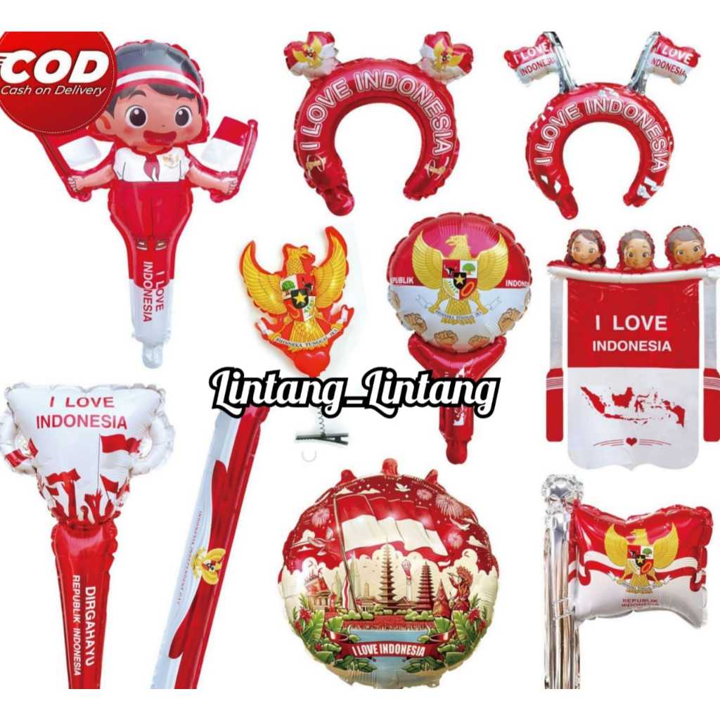 Jual Balon Bando Tongkat Pentungan Bendera Merah Putih - Balon Foil ...