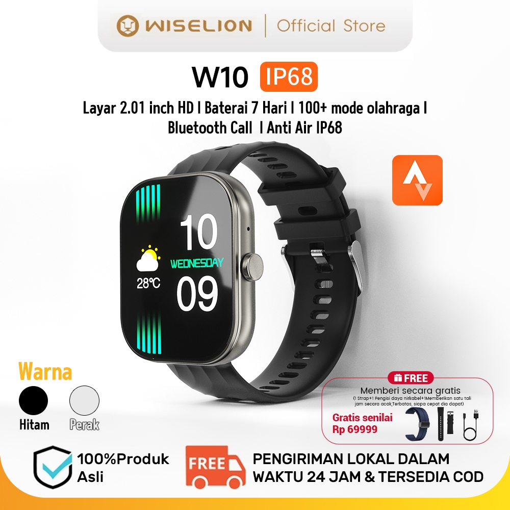 Jual WISELION Smartwatch W10 Jam Tangan Pintar Wanita | Tahan Air IP68 ...