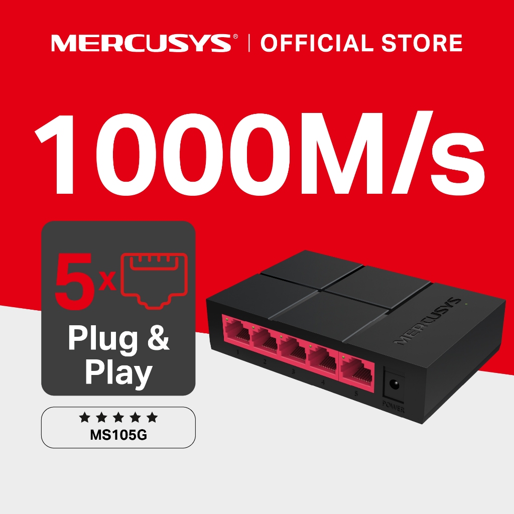 Jual Mercusys | MS105G | 5-Port Gigabit Switch | 10/100/1000 Mbps ...