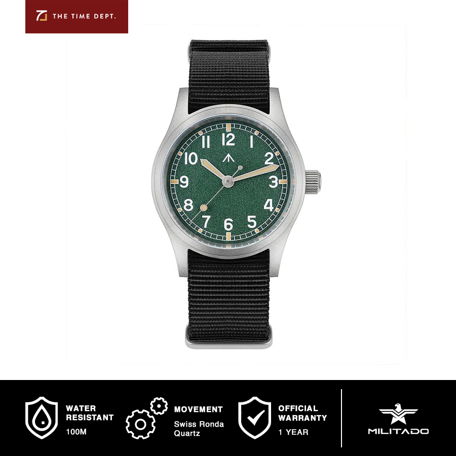 Jual Militado ML12 Green 38mm Stainless Steel Military Watch Swiss ...