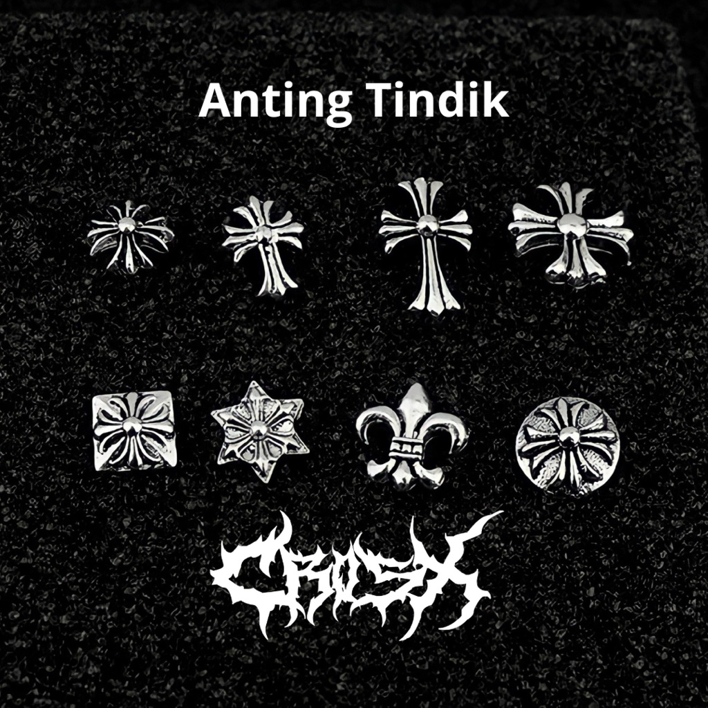 Jual HL CH EARRINGS / 1PCS STAR CROSS CH SILVER EARRINGS ANTING BINTANG ...