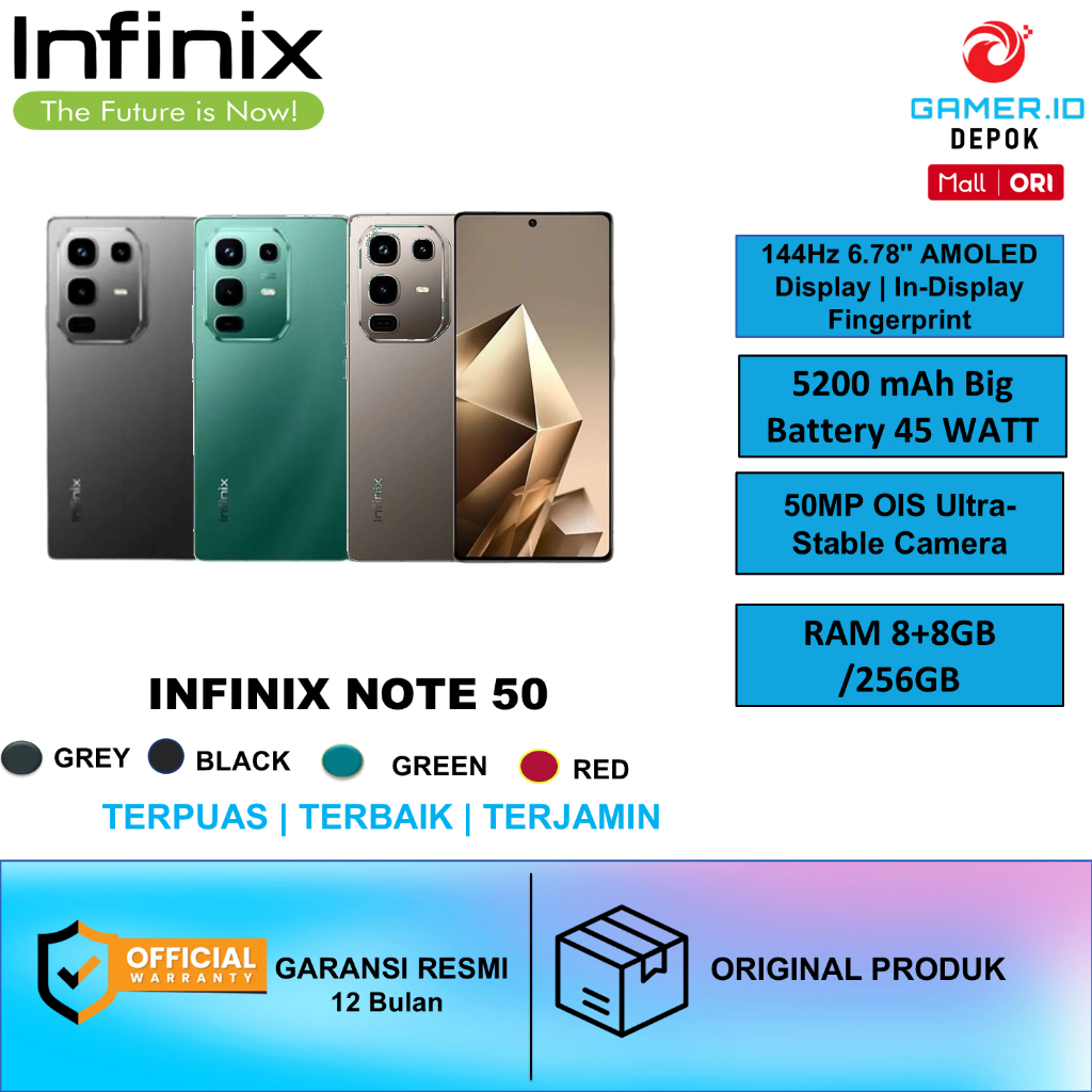 Jual INFINIX NOTE 50 RAM 8GB STORAGE 256GB 50MP OIS Ultra-Stable Camera ...