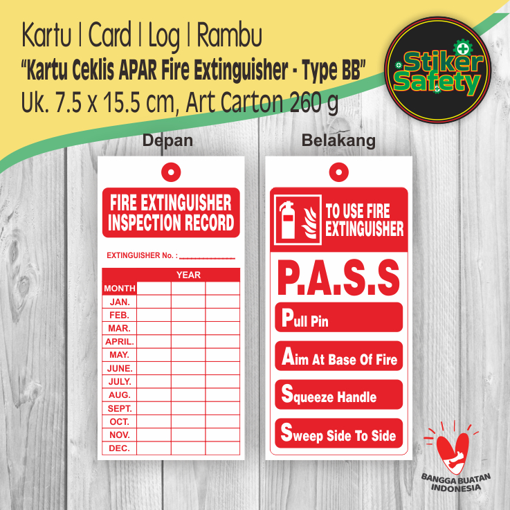 Jual Kartu Log Ceklis Perawatan APAR | Fire Extinguisher Record - Tipe ...