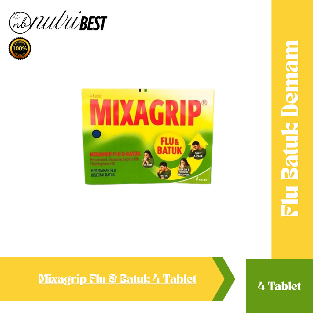 Jual Mixagrip Flu & Batuk 4 Tablet Per Setrip (Hijau) | Shopee Indonesia