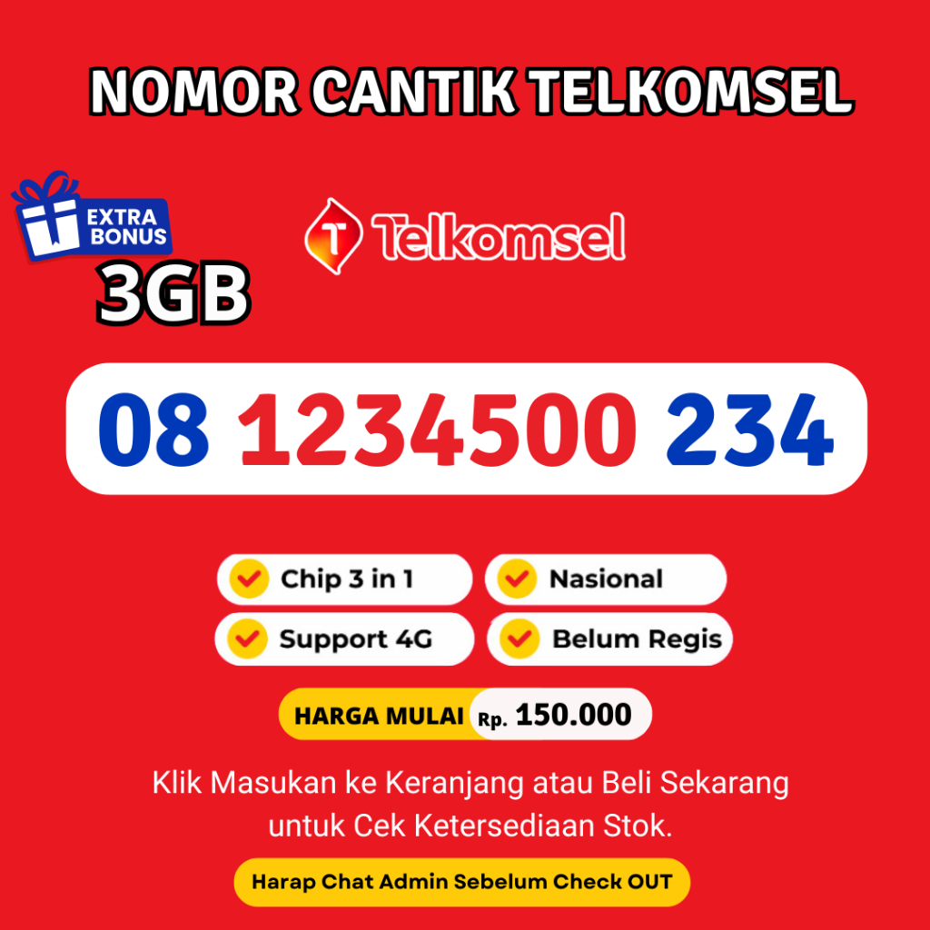 Jual Nomor Cantik Telkomsel Seri Urut Naik 12345 Ratus Murah Rapi - Nomor Cantik Simpati Support ...