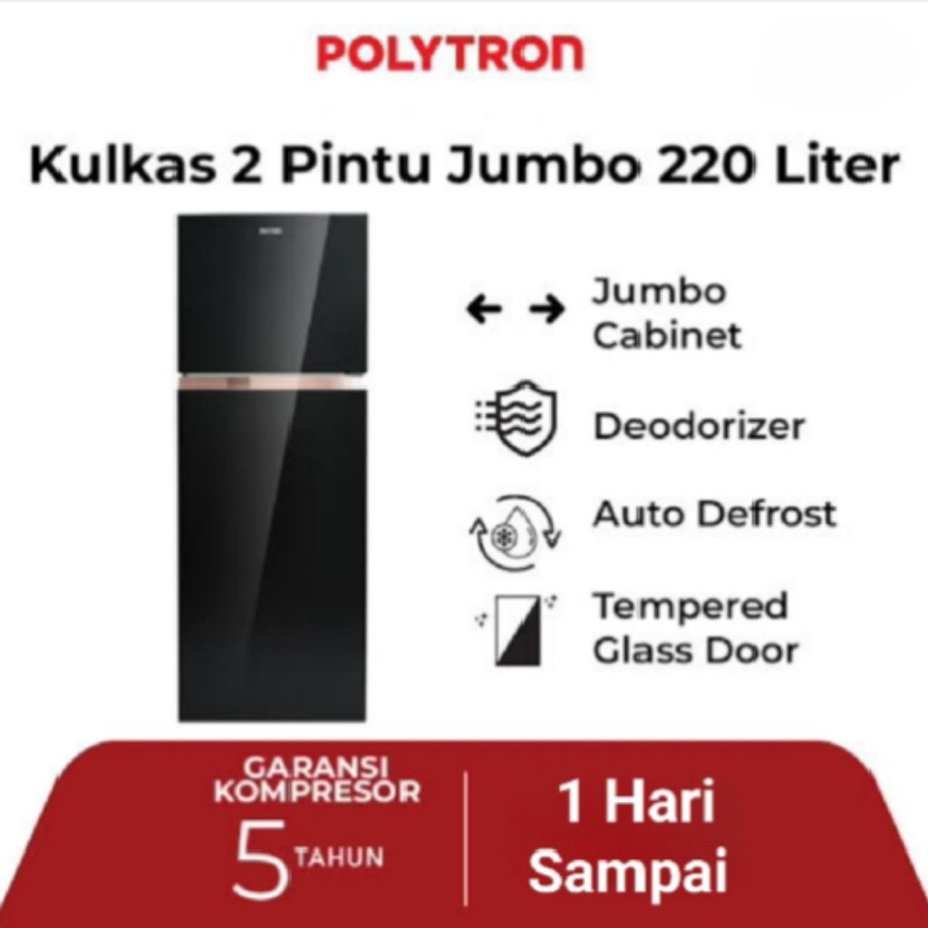 Jual kulkas 2 pintu 220 liter belleza jumbo Polytron prw 23 mnx garansi ...