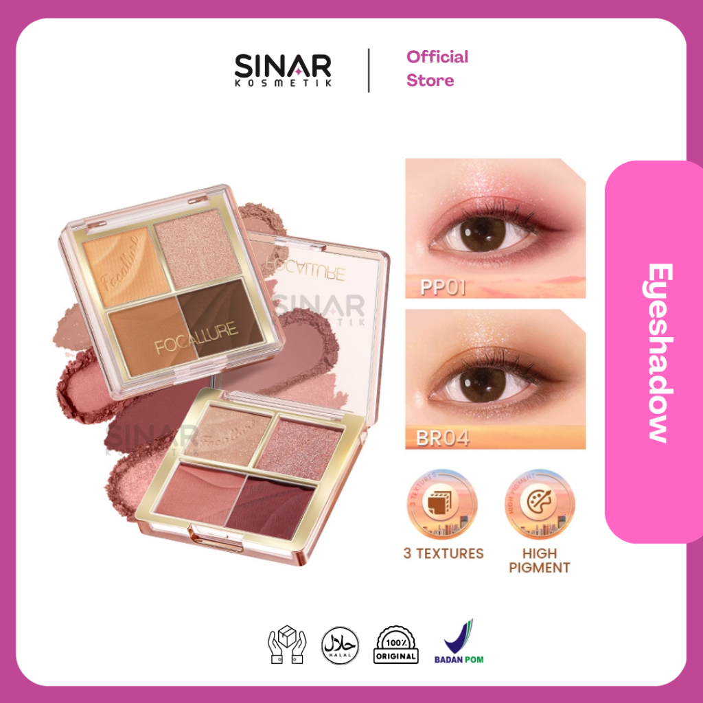 Jual Focallure Shimmer Eyeshadow Palette 4 Shades High Pigment # ...
