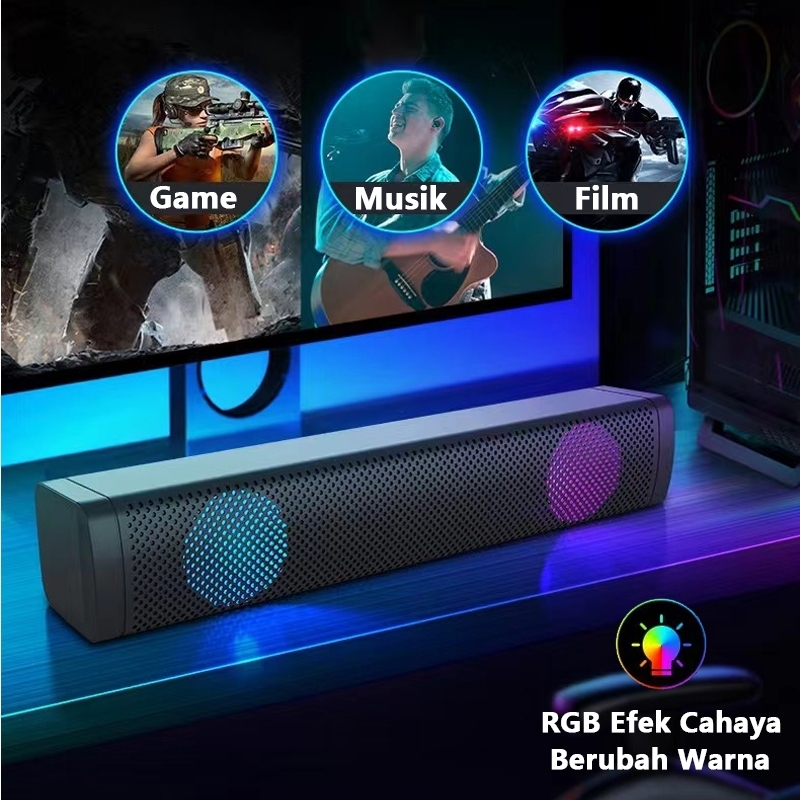 Jual HUAV Speaker Laptop / PC Gaming Soundbar Super Bass Portable RGB ...