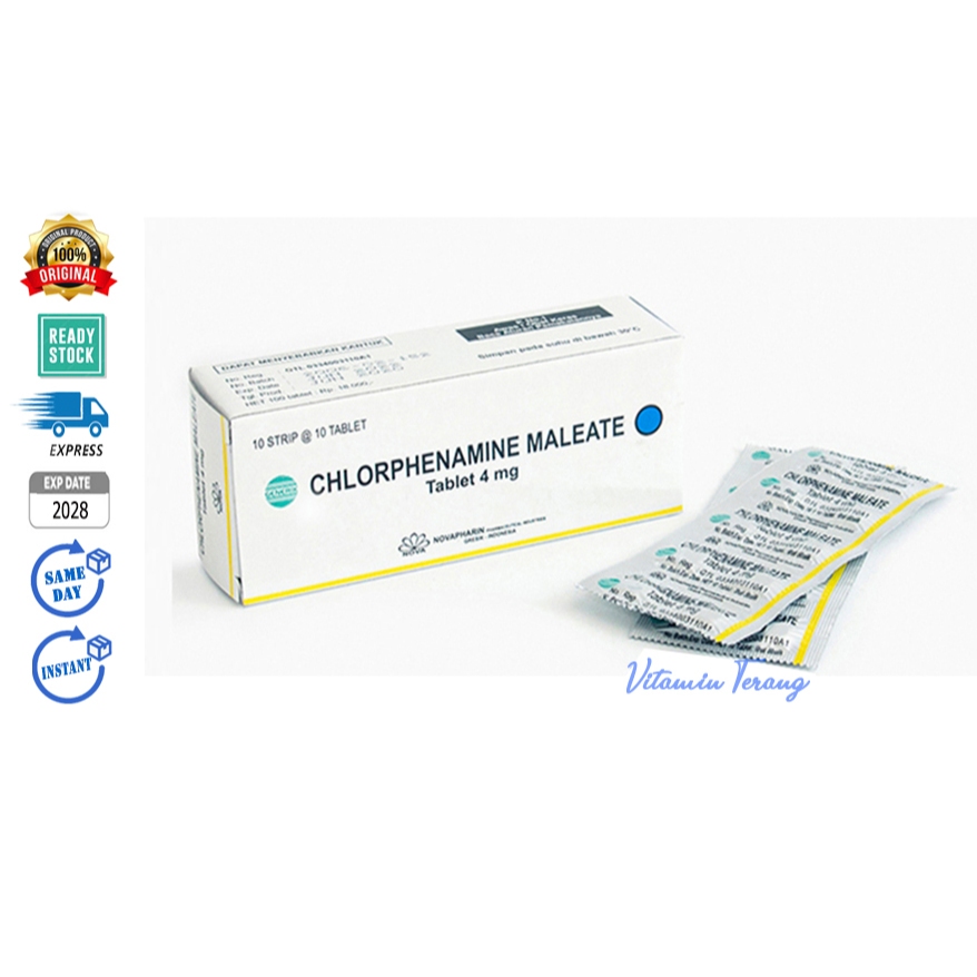 Jual (STRIP isi 10) Chlorphenamine Maleate 4 Mg EXP 2028 Obat Alergi ...