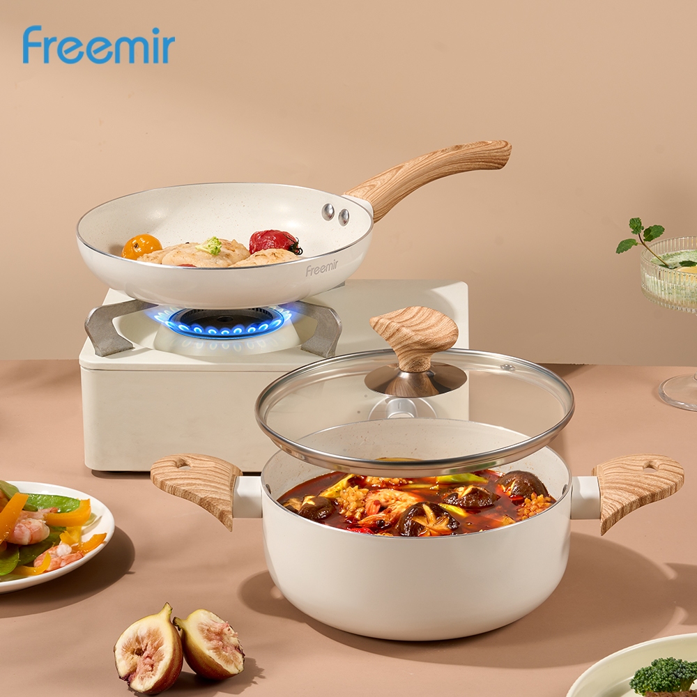 Jual [OFFICIAL MALL] freemir Panci 2 Set Anti Lengket dengan Tutup ...