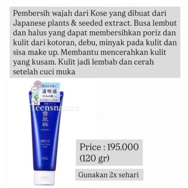 Jual KOSE SEKKISUI CLEAR CREAM WASH Facial Wash Cleanser | Shopee Indonesia