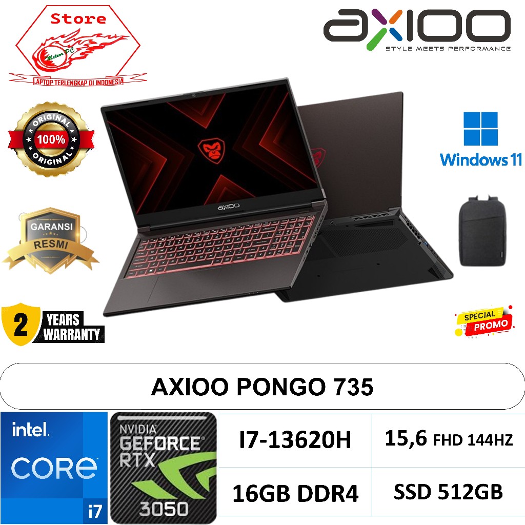 Jual LAPTOP AXIOO PONGO 735 | i7-13620H 16GB 512GB RTX 3050 6GB WINDOWS ...