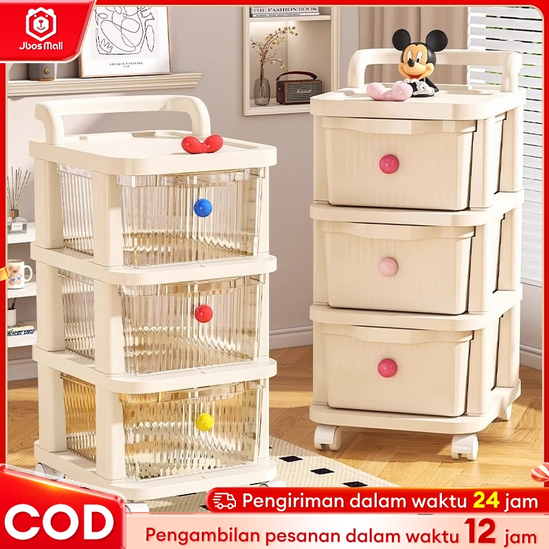 Jual Rak Troli Susun Serbaguna Plastik Rak Trolley dorong Laci Rak Anak ...