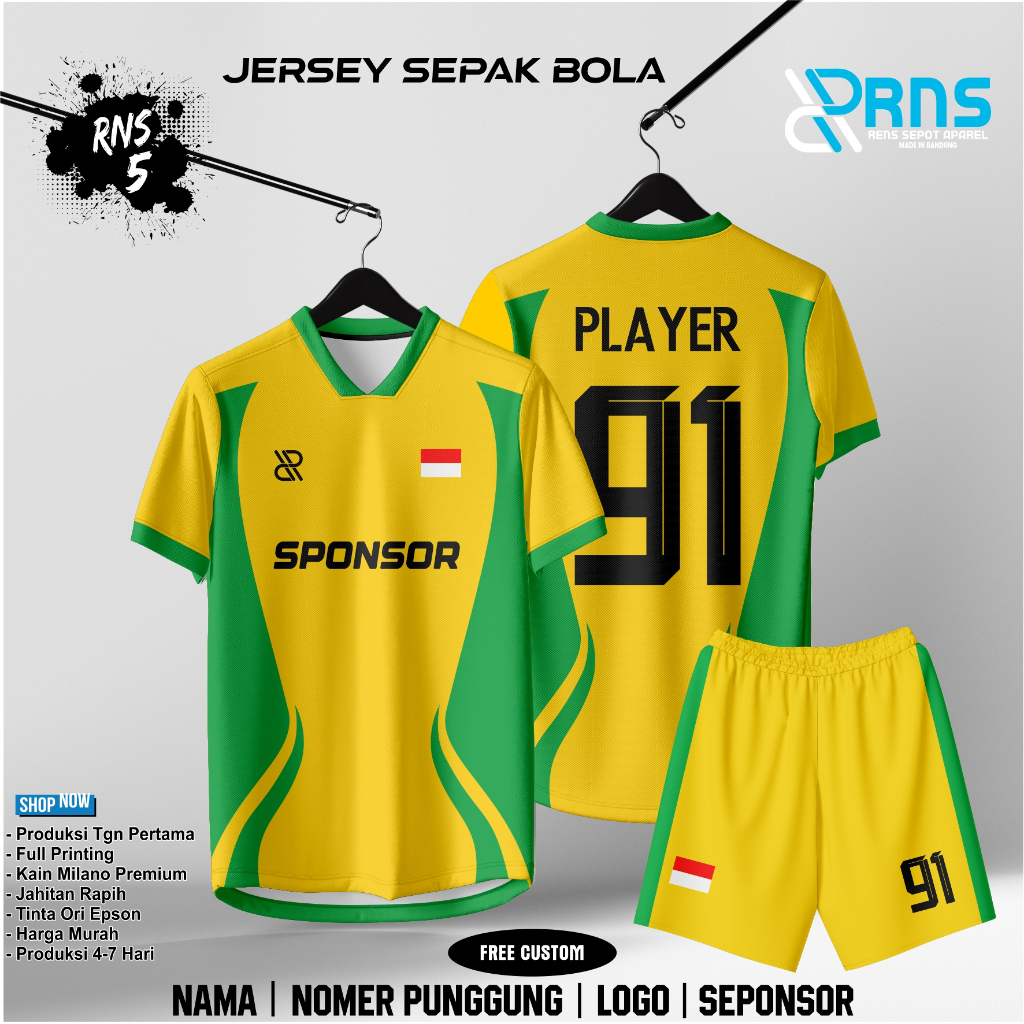 Jual KAOS JERSEY FULL PERINTING SEPAK BOLA/FUTSAL FULL PERINTING RNS 5 ...