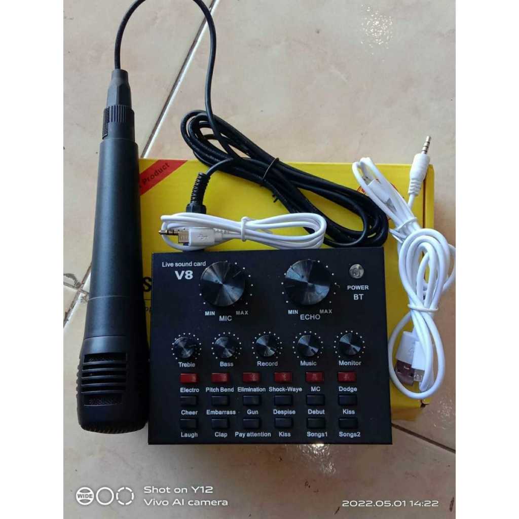 Jual zuhaliyah_77 Paket Karaoke Mixer Audio Soundcard V8 Bluetooth dan ...