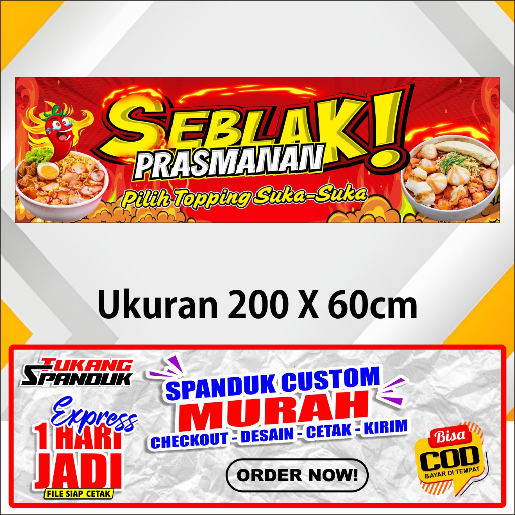 Jual Banner SEBLAK, Spanduk SEBLAK, ukuran 200x60 cm, COD / Banner ...