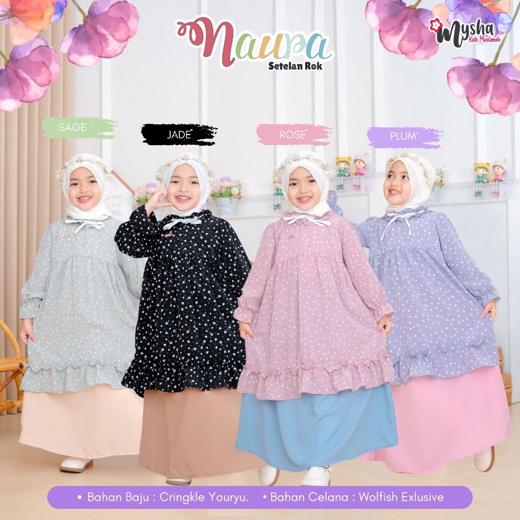 Jual Mysha Kids Muslimah - NAURA One set Anak Perempuan Setelan Rok ...