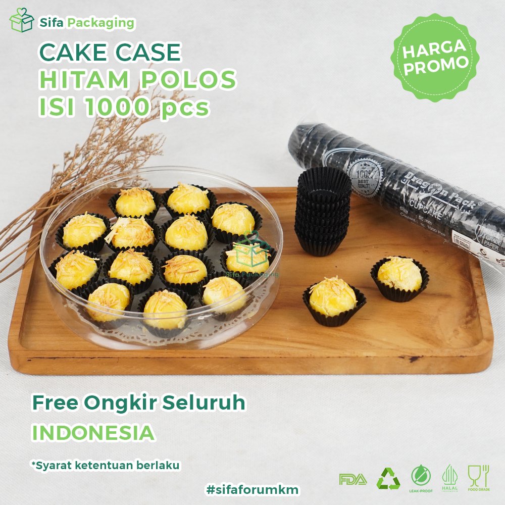 Jual Cake Case Hitam Polos 55 mm Kertas Wadah Kue Nastar Keju Coklat ...