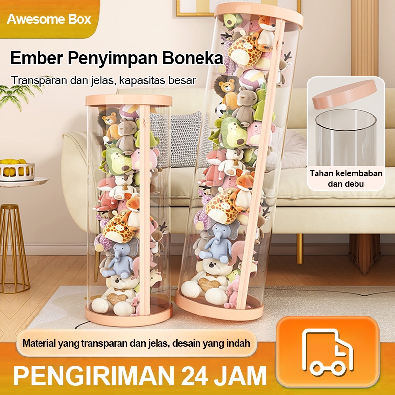 Jual Awesome Box Doll Houses with Zipper Doll Storage Bucket Transparan ...