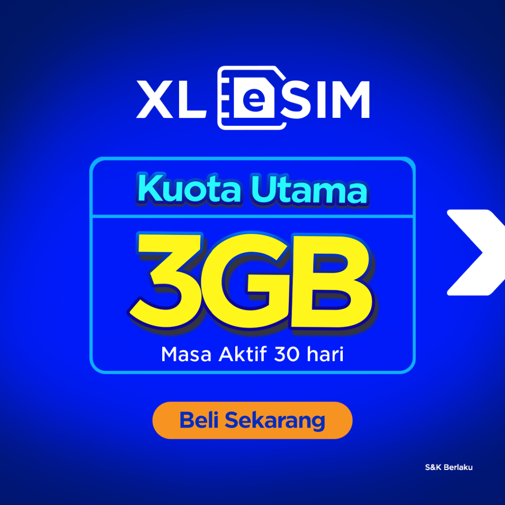 Jual eSIM Perdana XL 3GB, 30hr | Shopee Indonesia
