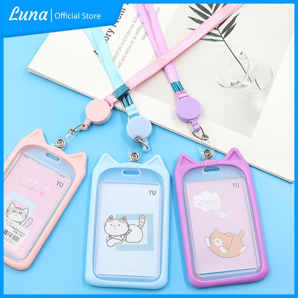 Jual ID Card Holder Lanyard Motif Kuping Kucing ID Card Akses MRT ...