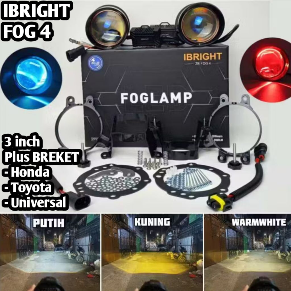 Jual SEPASANG BILED IBRIGHT FOG 4 FOGLAMP 3 INCH 3 WARNA PNP HONDA ...