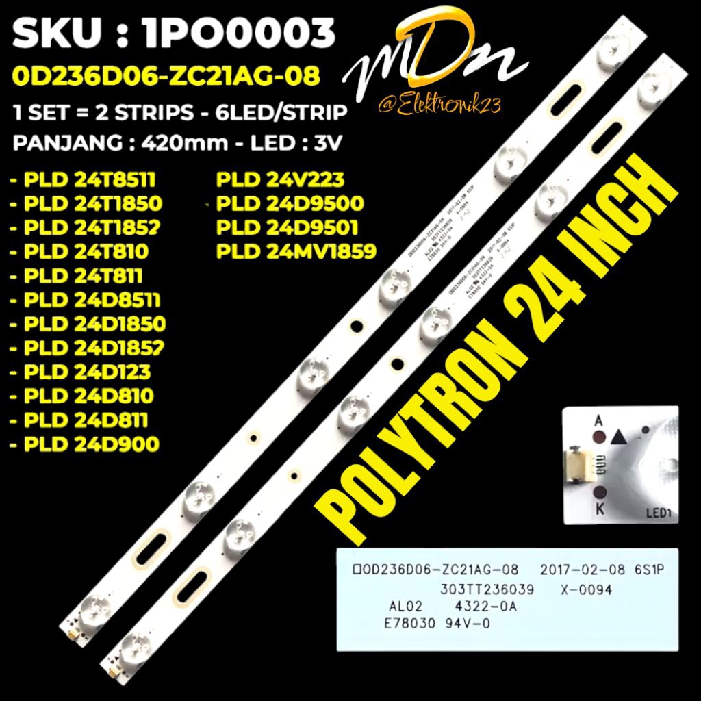 Jual BACKLIGHT TV LED POLYTRON 24 INCH PLD24T8511-PLD24T1850-PLD24T1852 ...