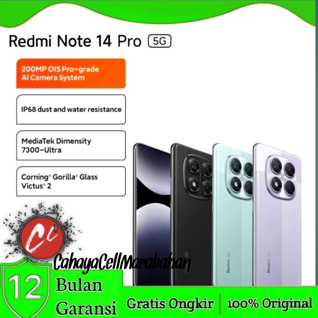Jual Xiaomi Redmi Note 14 Pro 5G 8/256GB 12/512GB 200MP Al OIS Camera | Shopee Indonesia