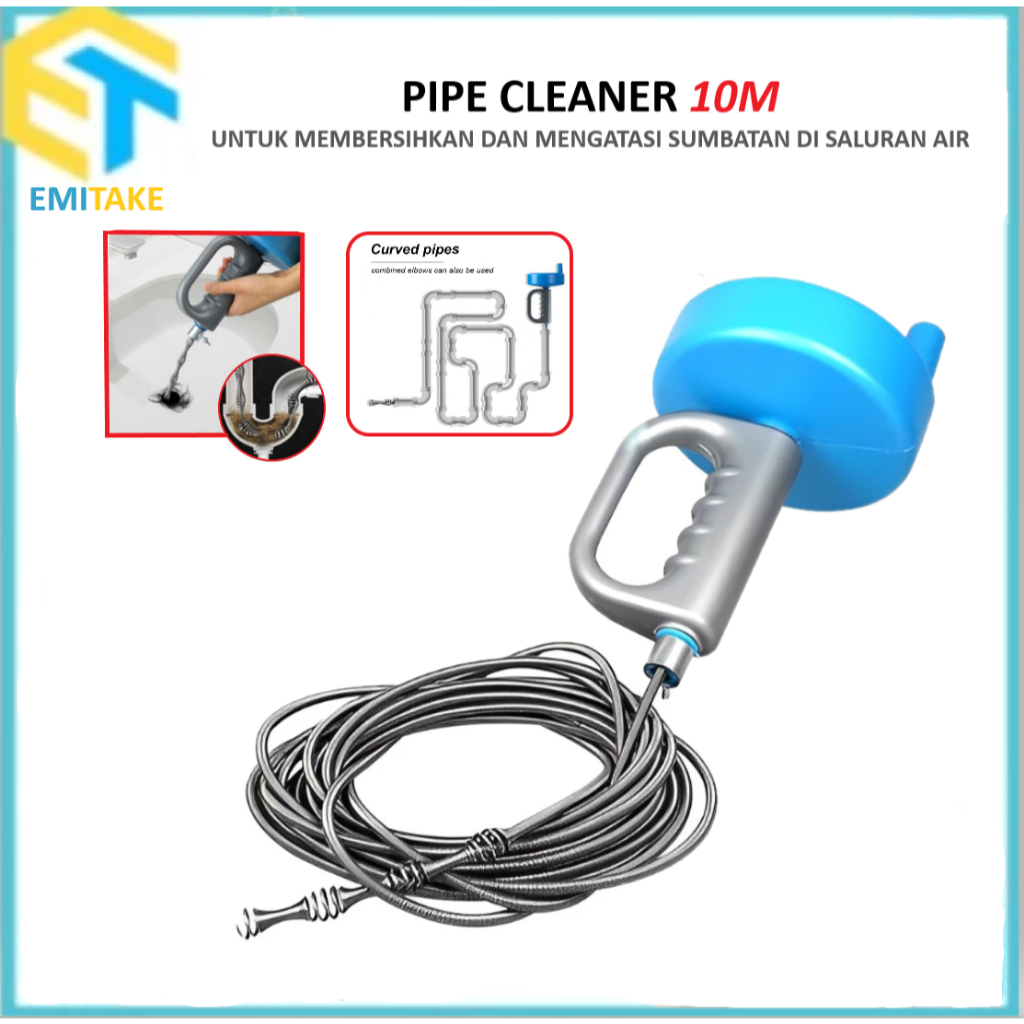 Jual Alat Pembersih Saluran Pipa Tersumbat Pipe Cleaner 10m Kawat Pembersih Saluran Mampet ...