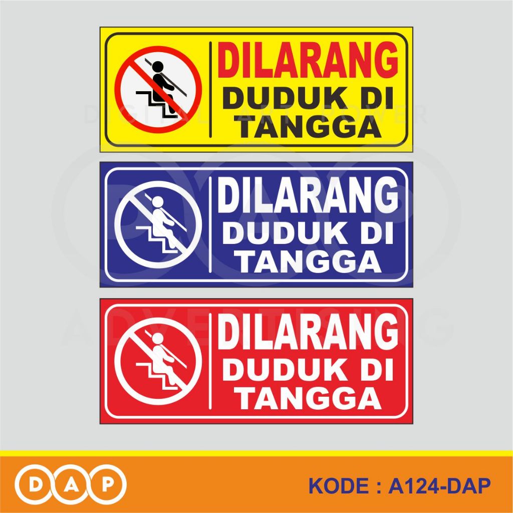 Jual A124 - Acrylic Sign, Stiker Akrilik Dilarang Duduk di Tangga ...