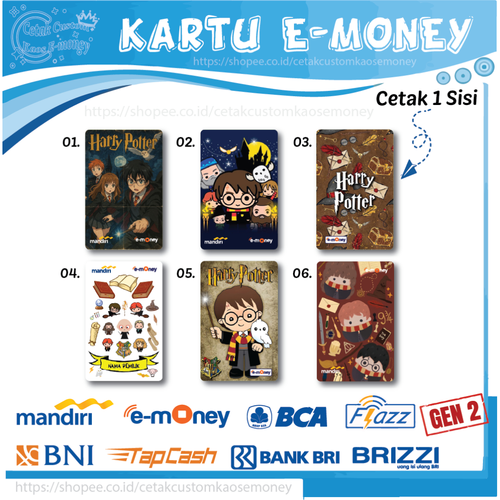 Jual KARTU E MONEY E TOLL KARTUN HARRY POTTER KUMPULAN 12 EMONEY ...