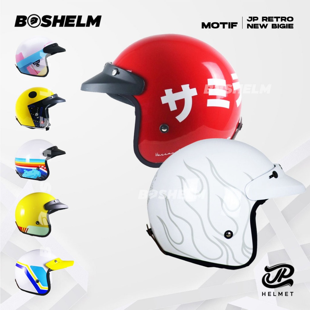 Jual Helm JP Retro New Bigie NOMADENS BROKEN WHITE Helm Half Face SNI ...