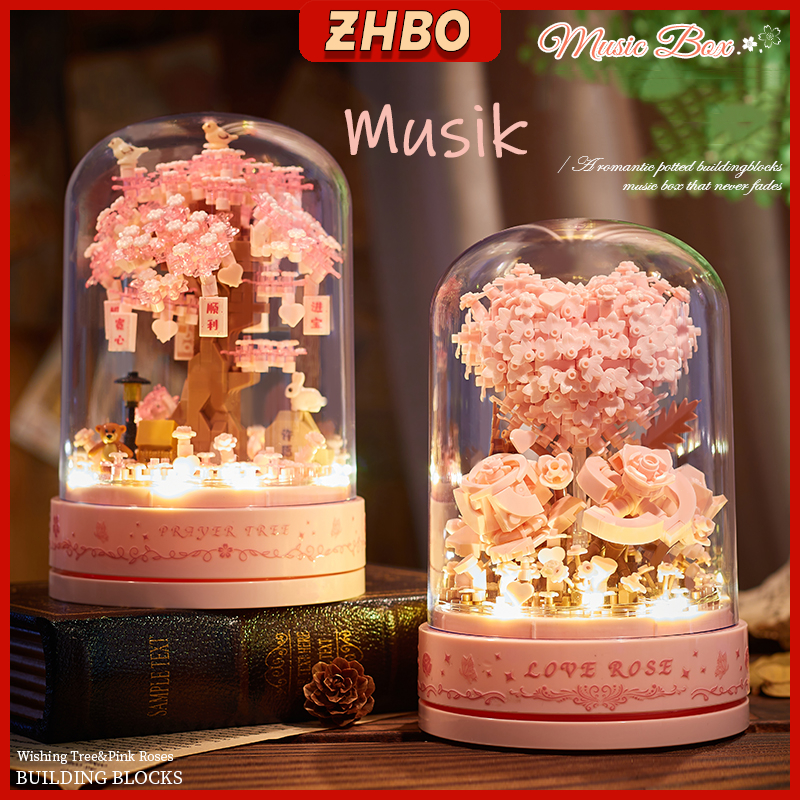 Jual ZHBO Musik Pohon ceri& Love Rose Mainan Blok With Musik Building ...