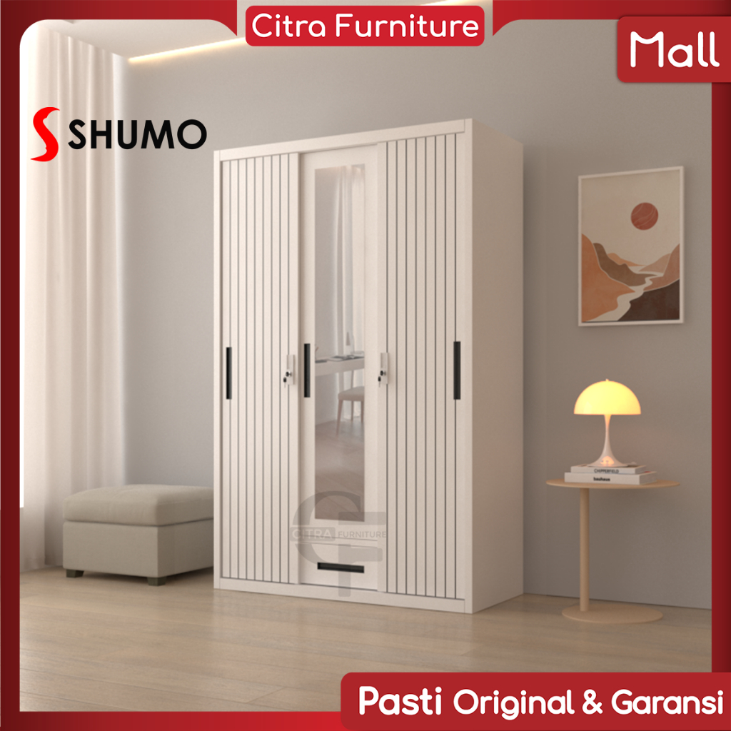 Jual Citra Furniture SHUMO ® Lemari Pakaian Besi 3 Pintu Sliding Minimalis | Lemari Baju sleding ...