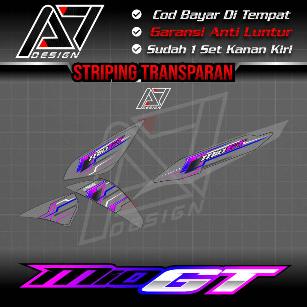 Jual striping transparan mio gt striping custom mio gt motif simple ...