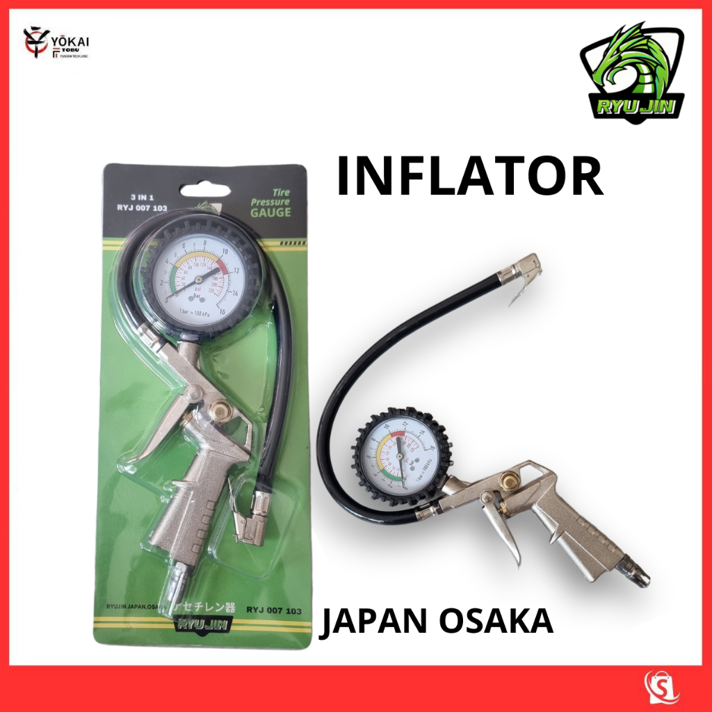 Jual PROMO RYUJIN Aic Chuk Tire Inflator Pressure Gun 3in1 Alat Pompa ...