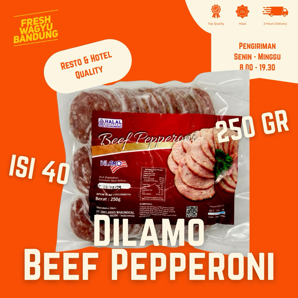 Jual DILAMO BEEF PEPPERONI TOPPING PIZZA SOSIS SAPI HALAL PREMIUM 250g ...