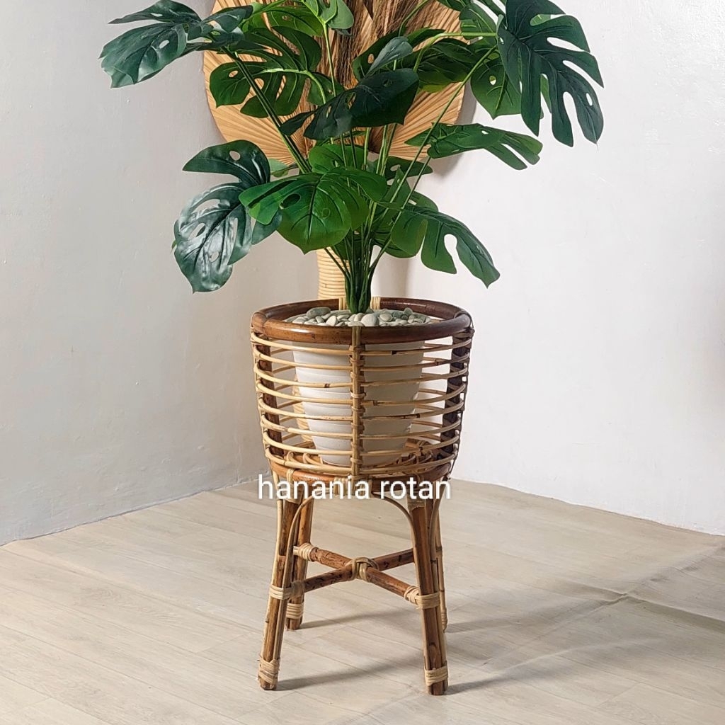 Jual Standing pot minimalis rotan alam | Shopee Indonesia